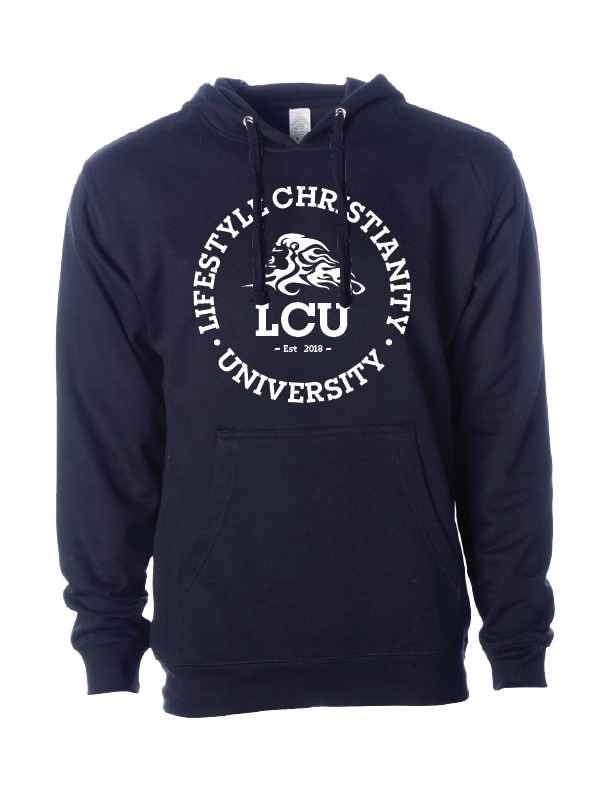 LCU Navy Hoodie with White Circle Logo – Lifestyle Christianity